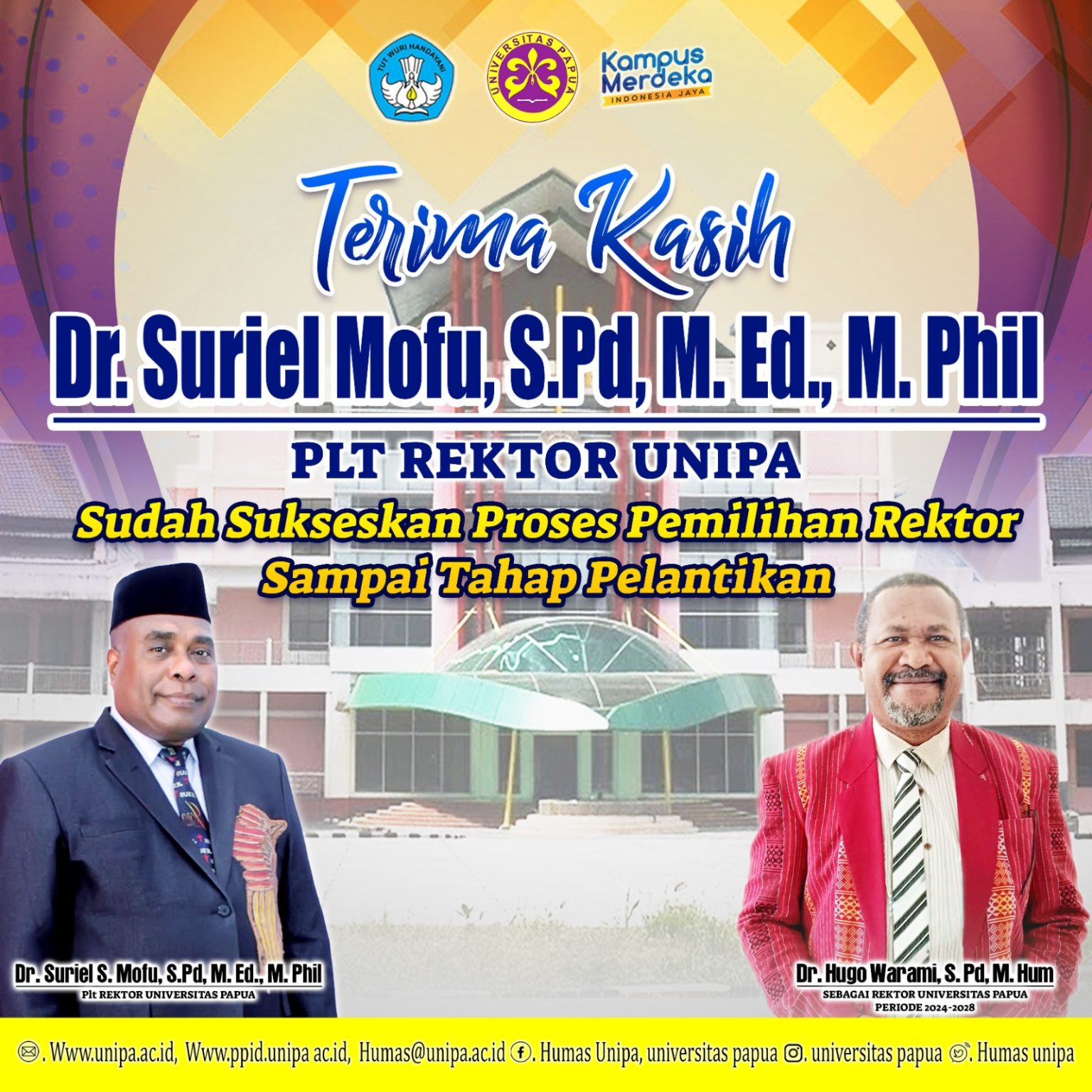 DR. HUGO WARAMI RESMI DI LANTIK, KINI UNIPA MEMILIKI REKTOR DEFENITIf ...